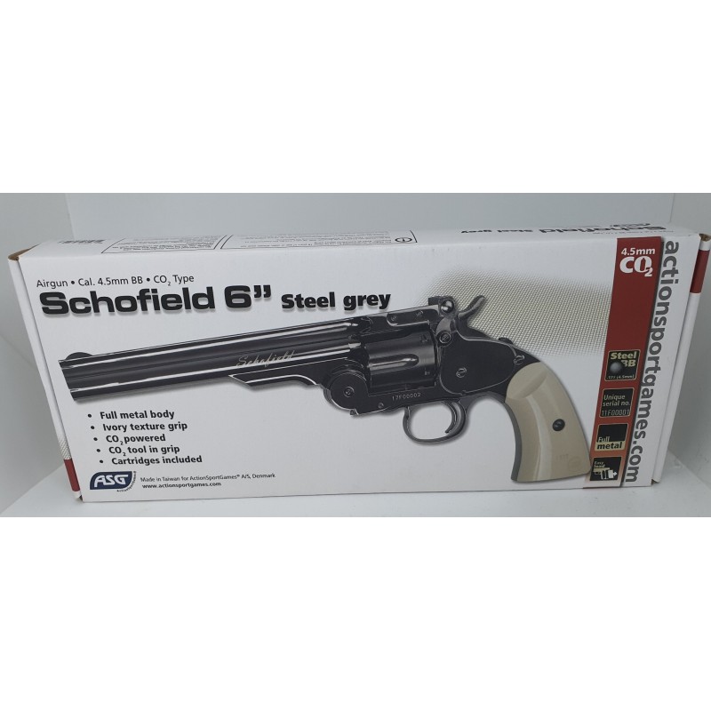 Vzduchový revolver ASG Schofield 6" Šedý 4,5mm