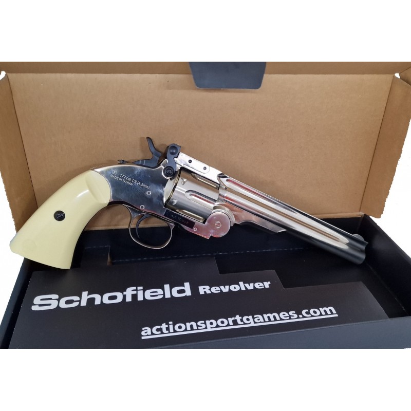 Vzduchový revolver ASG Schofield 6" Silver 4,5mm Diabolo